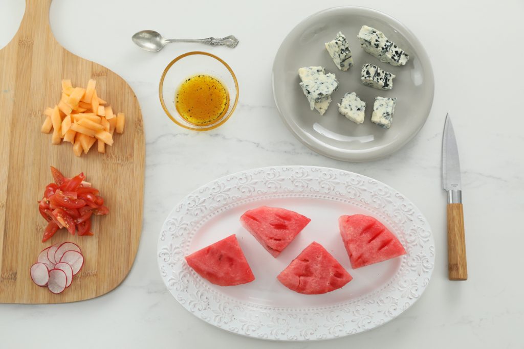 Entrada con sandía y queso azul danés | Jumbo A la Carta
